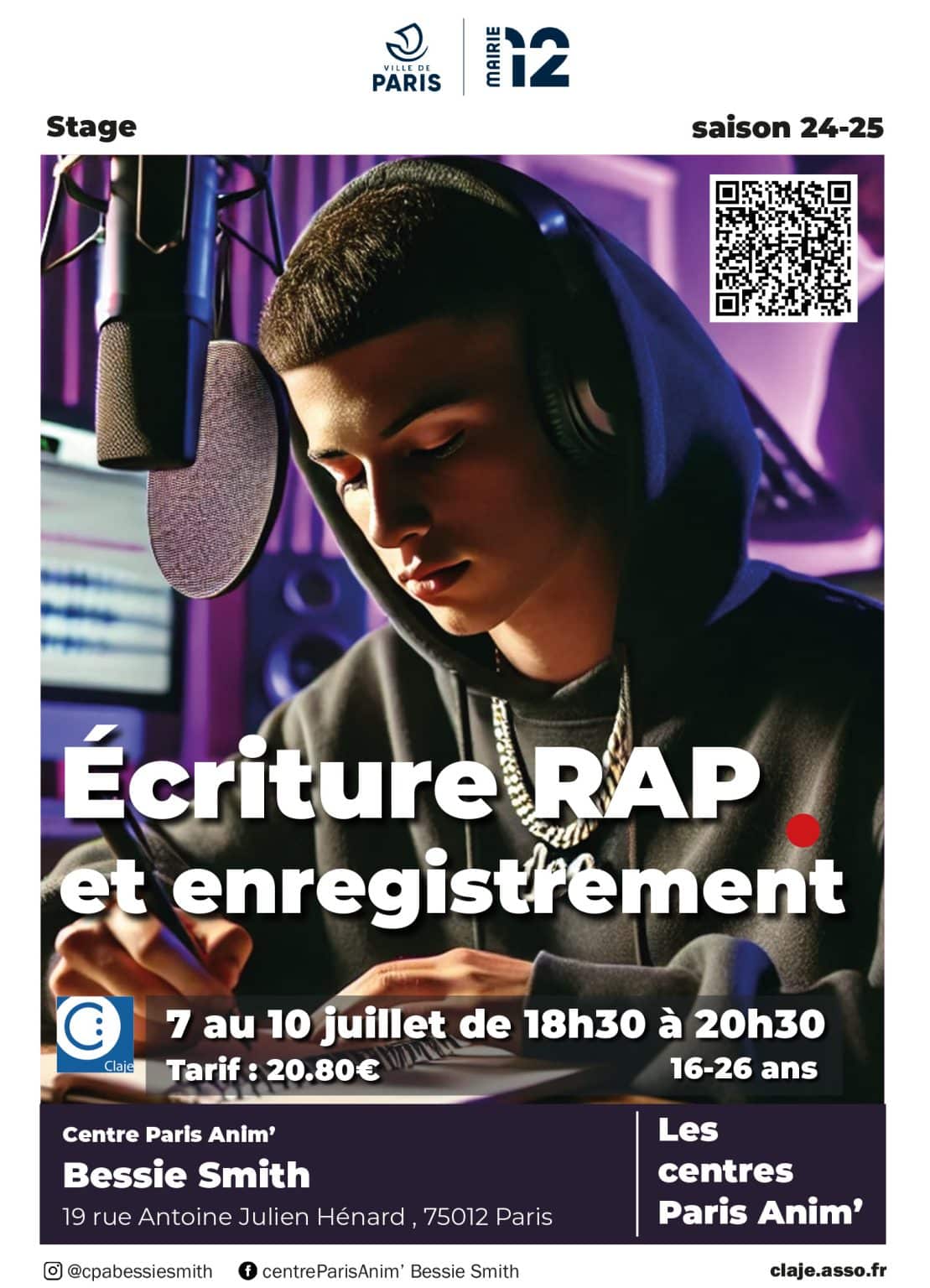 [Stage] Ecriture rap et enregistrement – Claje